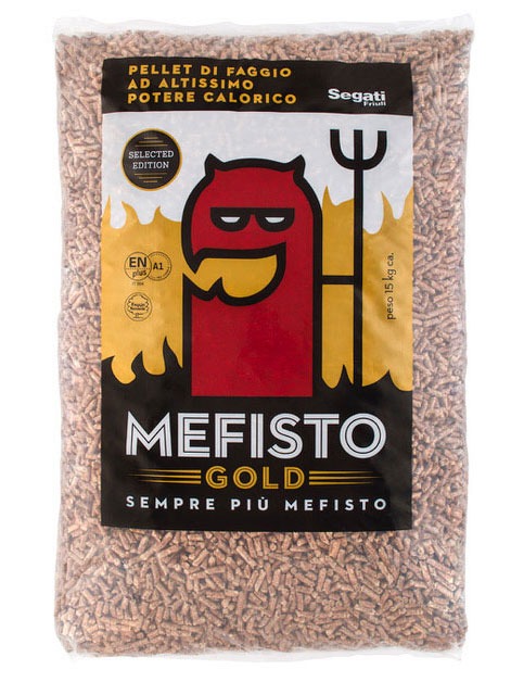 Pellet Mefisto Gold Puro faggio italiano - EN plus A1 - 15 Kg - Brico Pesci